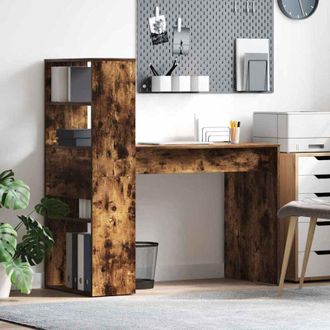 vidaXL Vidaxl - Bureau Ch&ecirc;ne fum&eacute; 113 x 54 x 120 cm Bois ding&eacute;nierie