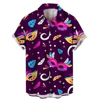 Generic Costume de carnaval pour homme - Chemise &agrave; manches courtes - Chemise de loisirs respirante - Coupe ajust&eacute;e - Chemise de vacances boutonn&eacute;e - Confortab