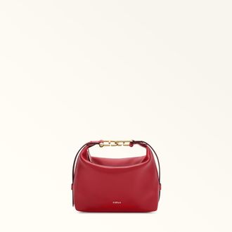Furla Tonie Schultertasche M1 Red Rot Weiches Strukturiertes Ares Leder Damen
