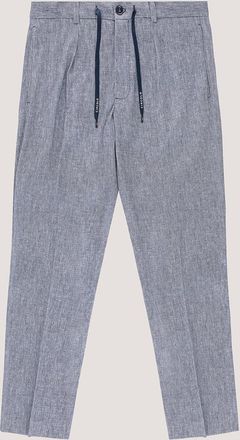 Circolo 1901 Pleated Trousers in Micro Herringbone Navy Micro Herringbone / 46