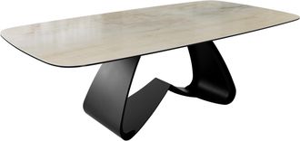 DELIFE Esszimmertisch Edge Boot 240x120 cm Keramik Iris FMG Onice ORO W-Gestell Metall Schwarz