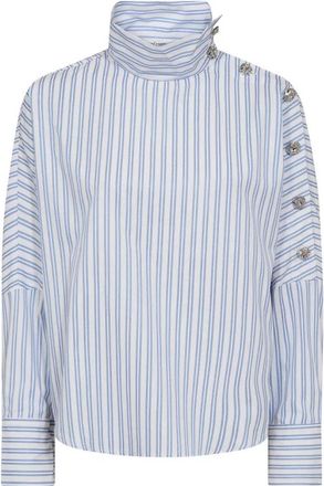 Co'Couture Femme, Blouses et Chemises, Bleu, Taille: 36 FR DevinCC AsymCC Button Blouse