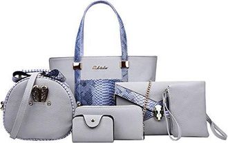 Nicole & Doris NICOLE&DORIS Sacs à Main Femmes 6 pièces Bourse pour Dames Top-Handles Sacs à bandoulière Portefeuilles Femme Gris