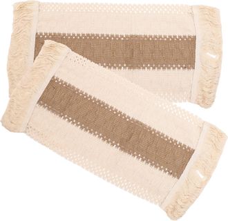 SOLUSTRE 2 St&uuml;ck Boho Stil Tischsets aus Dickem Leinen Baumwoll Material rutschfest Hitzebest&auml;ndig Eckige Platzmatten f&uuml;r Esstisch Vielseitig Einsetzbar Nat&uuml;rl