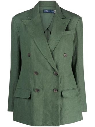 Polo Ralph Lauren blazer en lin &agrave; boutonni&egrave;re crois&eacute;e - Vert