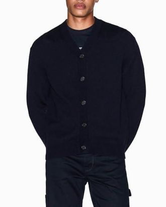 A|X Armani Exchange Cardigan en laine pour homme, bleu marine fonc&eacute;, Taille XL