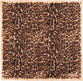 Lanvin foulard en soie à imprimé léopard - Marron