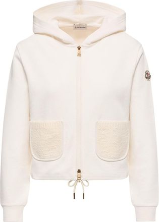 Moncler Moncler Sweat Zipp&eacute; En Coton M&eacute;lang&eacute;, Femme, Blanc, Taille: Xl