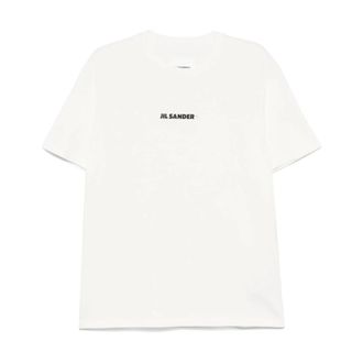 Jil Sander Logo-Print Baumwoll-T-Shirt Wei&szlig; - - Tops - Herren - Wei&szlig; - L