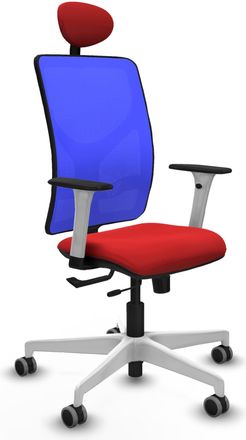 Piqueras y Crespo Stuhl mit Lendenwirbel- und Nackenst&uuml;tze, mit wei&szlig;en und schwarzen Armlehnen und festem Kopfteil, ausgestattet mit Syncro/Traslack und Schneideschaum,