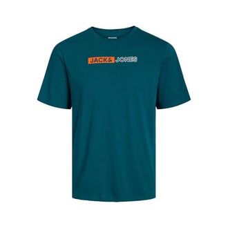 Jack & Jones Jack & Jones T-Shirt &agrave; col Rond avec Logo pour Homme, Bleu Sarcelle fonc&eacute;/imprim&eacute; : Play 5, XS