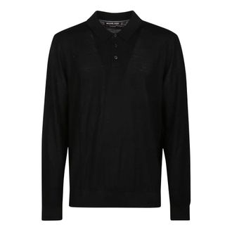 Michael Kors Core Merino Langarm Poloshirt - - Tops - Herren - Schwarzk - S