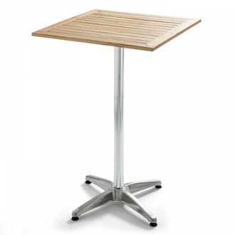 Oviala Table haute mange debout carr&eacute;e en aluminium et bois