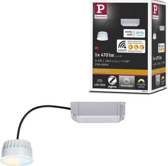 Paulmann 93074 LED Einbauleuchte Modul Smart Home Zigbee Tunable White Coin rund 80 mm 6W 470lm 230V Tunable White Satin rund dimmbar Deckenspot Kunststoff [En