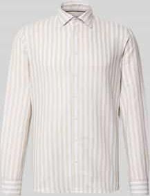 Jake*s Slim Fit Business-Hemd aus Leinen-Mix mit Kentkragen