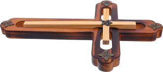 OSALADI Rustikales Holz-Kreuz Wand- und Tischdekor, stabiles Gummibaumholz, vielseitig als h&auml;ngendes oder stehendes religi&ouml;ses Dekor f&uuml;r Wohnzimmer, Gebetsrau