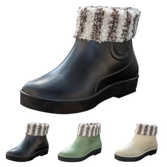 Generic Bottes de pluie imperm&eacute;ables pour femme avec doublure en peluche, chaussures en caoutchouc confortables, l&eacute;g&egrave;res, antid&eacute;rapantes, pour lext&eacute;rieur, le 