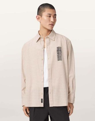 AllSaints Repeater - Chemise manches longues en velours c&ocirc;tel&eacute; - Marron