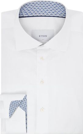 Eton Unifarbenes Twill-Hemd mit Kentkragen und Ausputz, Slim in