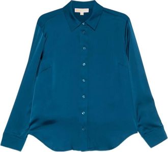 Michael Kors Femme, Blouses et Chemises, Bleu, Taille: 44 FR Long Sleeve Shirt