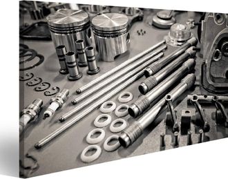 Islandburner Bild auf Leinwand Sammlung Von Auto Motor Präzisionsteile Angeordnet In Einem Workshop Wandbild Poster Kunstdruck Bilder