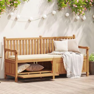 vidaXL Gartenaufbewahrungsbank Braun 180 x 60 x 90 cm Teak-Massivholz Vidaxl