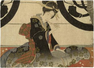 Fabulous Tischset aus Leinen - japanische Prägung Geisha Traditionelle Illustration Malerei Traditionelle Kunst - Großes Format 40 x 28,5 cm