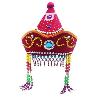 Generico Costume de couvre-chef de danse ethnique pour chapeau de princesse en forme de yourte mongole, Hot Pink, Taille Unique