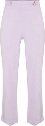 Elisabetta Franchi Femme, Pantalons, Violet, Taille: 38 FR Pantalon Coupe Chevilles En Cr&ecirc;pe Stretch Double &Eacute;paisseur