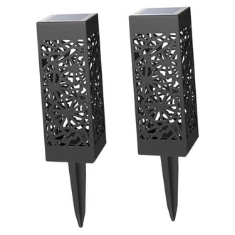 DOITOOL Solar Bodenleuchten 2 Stück Für Garten Und Hof Hohlstab Solarlampen Mit Erdungsstecker Energiesparende Außenleuchten in Warmweiß Und Weiß