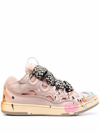 Lanvin baskets &agrave; effet taches de peinture - Rose