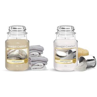 Yankee Candle Company Duftkerze - Warm Cashmere - Kerze mit langer Brenndauer bis zu 150 Stunden, Gro&szlig;e Kerze im Glas & Duftkerze | Baby Powder | Brenndauer bis zu 150 Stun