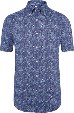 Tom Rusborg Sommerliches Leinenkurzarmhemd mit Paisley-Muster in