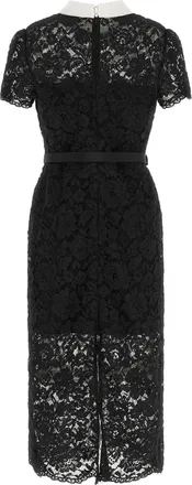 Self Portrait Floral Lace with Contrast Collar Dress - Black