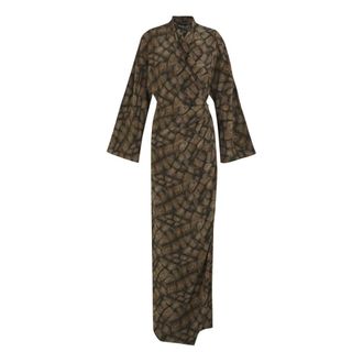 Cortana Karlie- Seidenkleid Tiefdruck- - - Dresses - Damen - Braun - XL