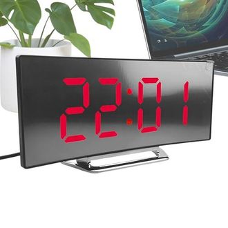 Generic Krmoau R&eacute;veil Digital - R&eacute;veil Digital avec Affichage LED et &Eacute;cran Courb&eacute; Facile &agrave; Lire - De Gestion du Temps &Agrave; Haute Luminosit&eacute; Silencieux pour Gar&ccedil;o