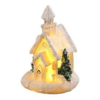 Generic Ensemble de village de Noël lumineux à LED - Mini décorations de vacances avec maisons en résine et figurines pour table ou cheminée - Décoration dint