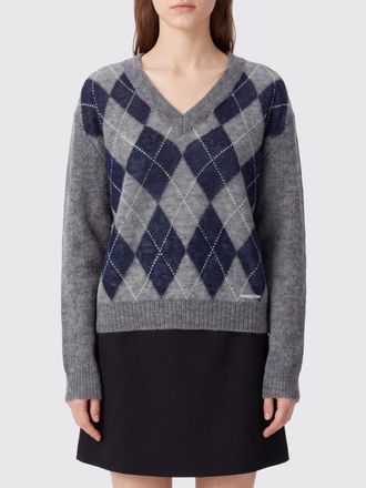 Shushu/Tong Pullover aus Wolle und Mohair mit V-Ausschnitt und Argyle-Muster