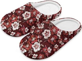 Coloranimal Pantoufles dint&eacute;rieur pelucheuses &agrave; bout ferm&eacute; pour femme - L&eacute;g&egrave;res et confortables, Rouge hibiscus, 38.5/39.5 EU