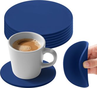 Generic Silikon-Untersetzer, saugfähig, Wärmedämmung, Untersetzer, 6 Stück, für Getränke (Dunkelblau, 10 cm)