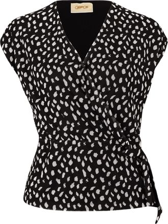 Cartoon Damen Kurzarm-Shirt mit Raffung 36, Weiß/Schwarz