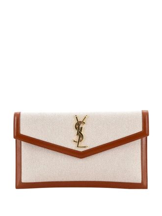 Saint Laurent Uptown Pouch Printed Canvas clutch bag - Nude