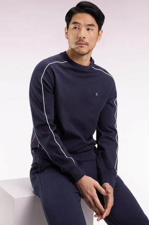 Eden Park Sweatshirt En Molleton Marine Passepoils Color&eacute;s