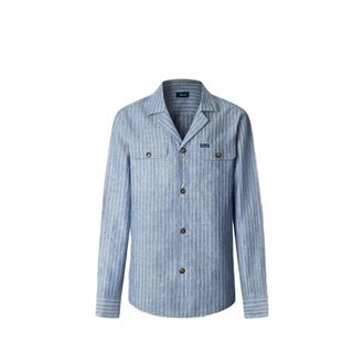 Fa&ccedil;onnable Chemise droite ray&eacute;e en lin
