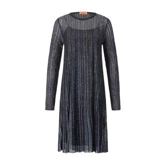 Missoni Asymmetrisches- paillettenverziertes- gestreiftes Mini-Kleid aus H&auml;kelstrick - - Dresses - Damen - Mehrfarbig - M