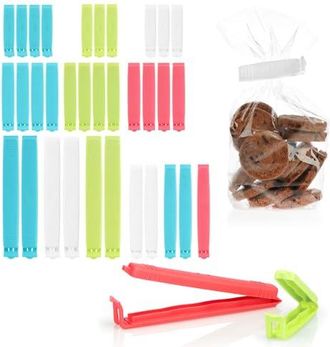 Com-Four 36x Clips de Fermeture en Plastique - Clips de Fermeture de Tailles et de Couleurs Pratiques - Ferme Sachet (36 pi&egrave;ces - 6cm/8cm/11cm/14cm)