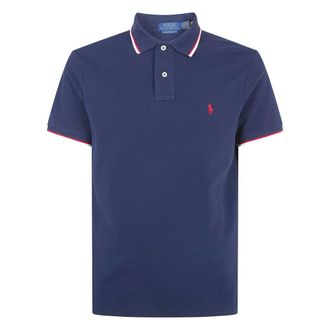 Polo Ralph Lauren Homme, Tops, Bleu, Taille: XL Short Sleeves Knit Contrast Polo