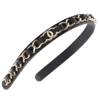 Chanel Accessoire pour cheveux en cuir Pre-owned - Femme - Pre-owned - Noir - Taille: ONE Size
