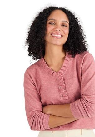 Damart Pull col &agrave; Volant m&eacute;lange Laine Thermolactyl Femme Rose Taille 46/48