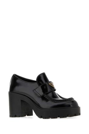 Prada Womens Black Leather Pumps Nero Mocassini Loafers